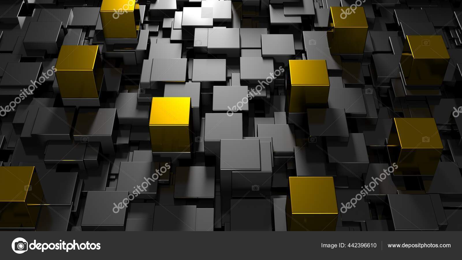 Dark Silver Orange Golden Cubes Abstract Metallic Background Modern ...