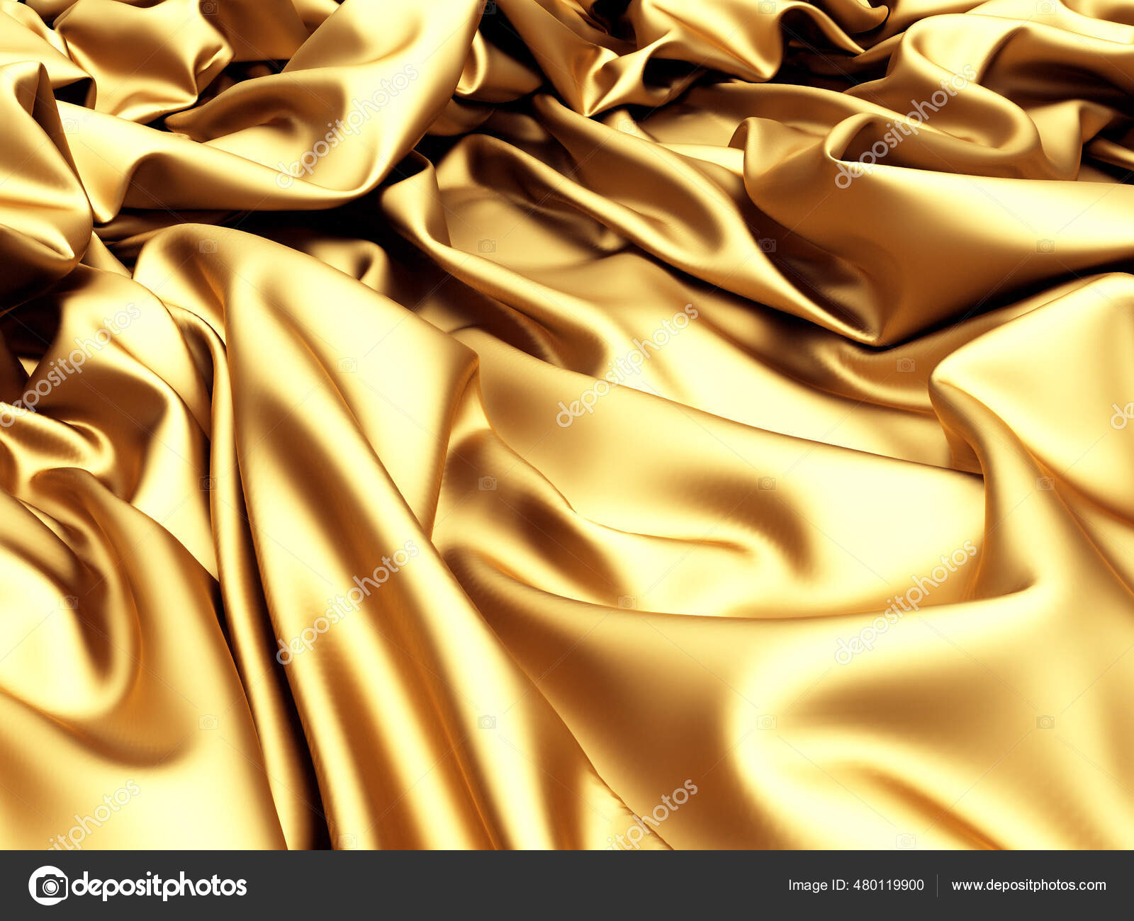 Golden Silk Elegant Background Texture Fabric Render Illustration ...