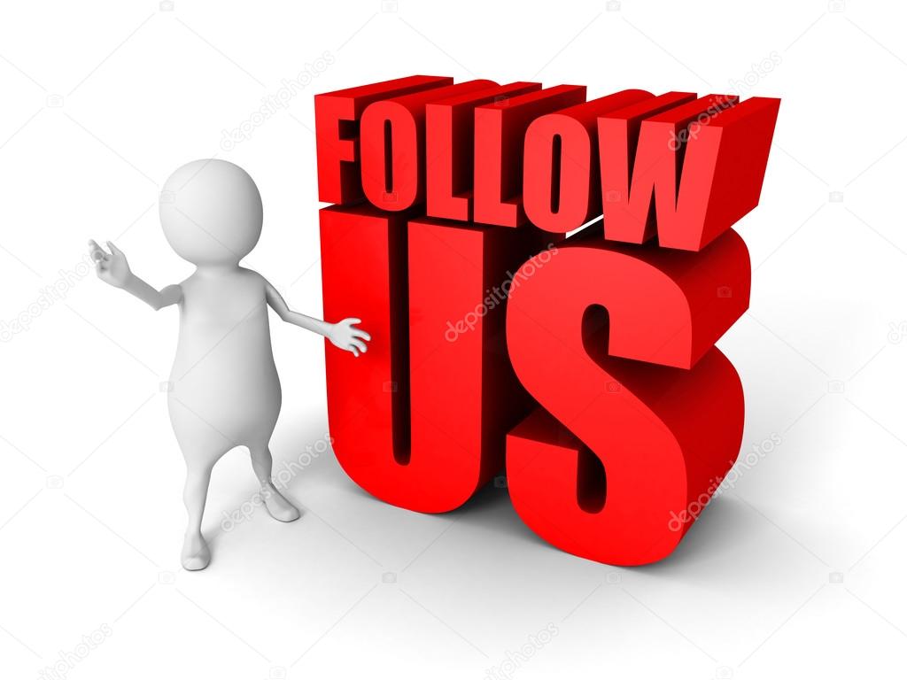 3d man with FOLLOW US text Stock Photo by ©VERSUSstudio 53216853