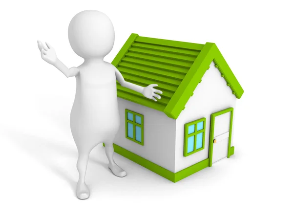 3d man with red roof house welcome gesture Stock Photo by ©VERSUSstudio ...