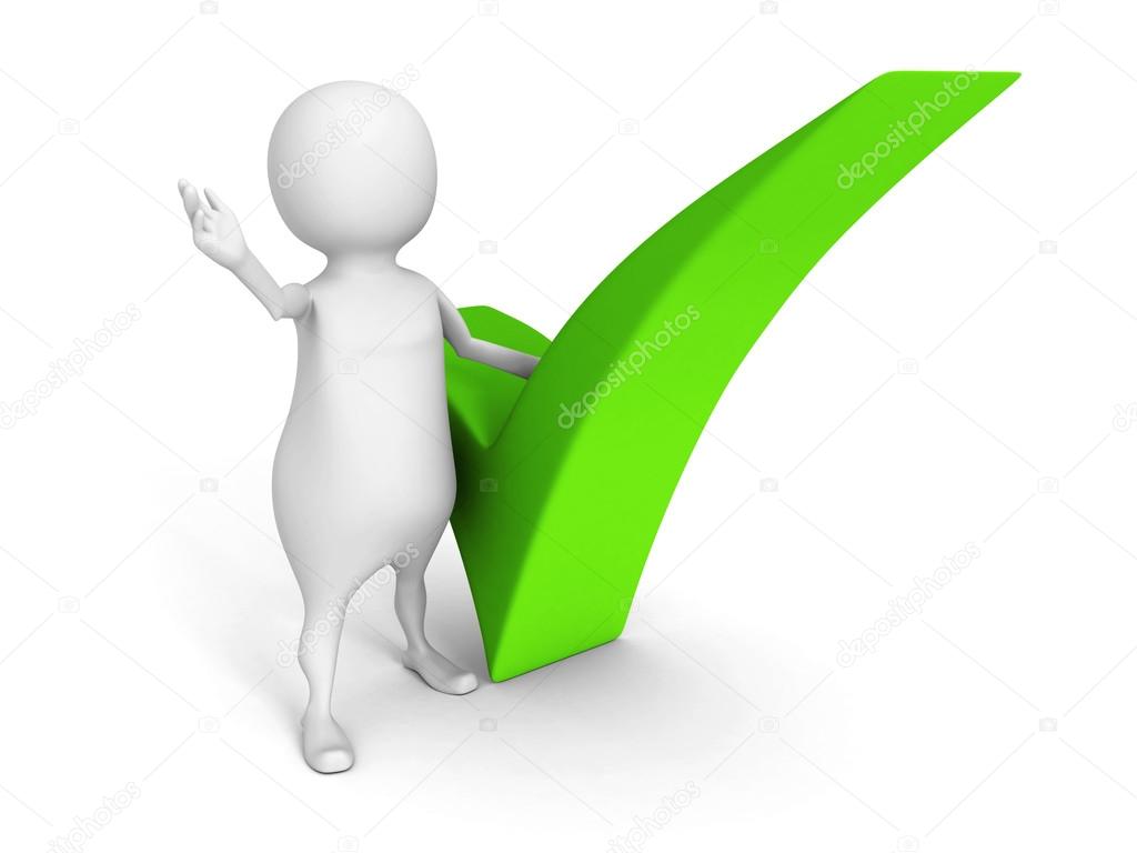3d man with check mark | 3d man with check mark — Stock Photo ...