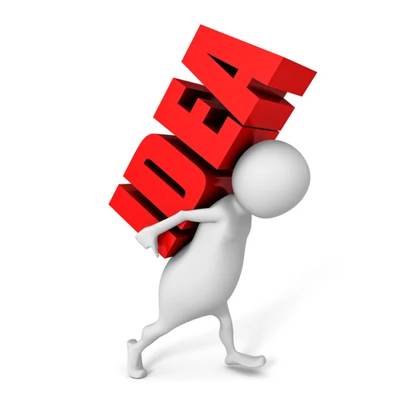 3d man carrying big red word problem on his back isolated on white ...
