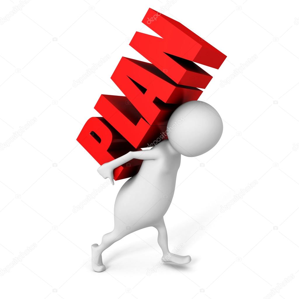 White 3d man carry PLAN red text word Stock Photo by ©VERSUSstudio 55887017