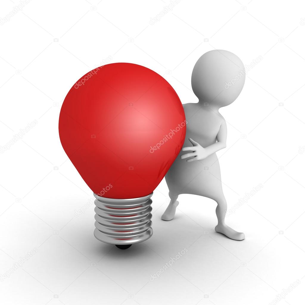 White 3d man with red idea light bulb — Stock Photo © VERSUSstudio ...