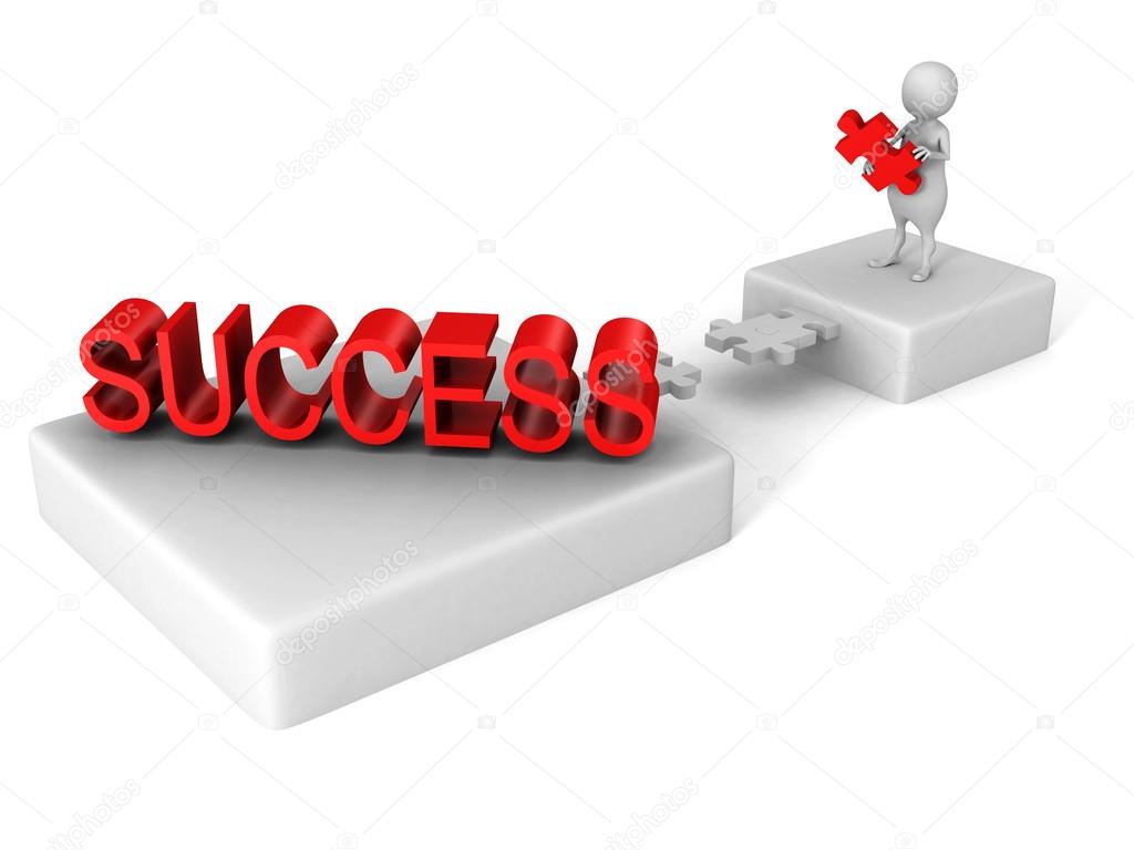 3d man and SUCCESS red word — Stock Photo © VERSUSstudio #64277331