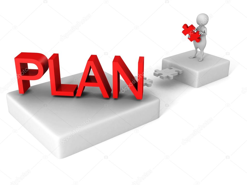 3d man and red PLAN word — Stock Photo © VERSUSstudio #64277361