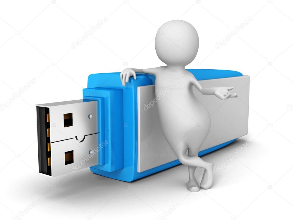 3d Man With USB Flash Drive Stick Stock Photo by ©VERSUSstudio 86554744