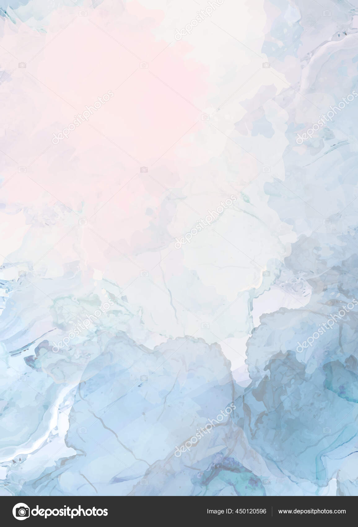 Dusty blue and pink watercolor fluid painting vector design card Stock ...