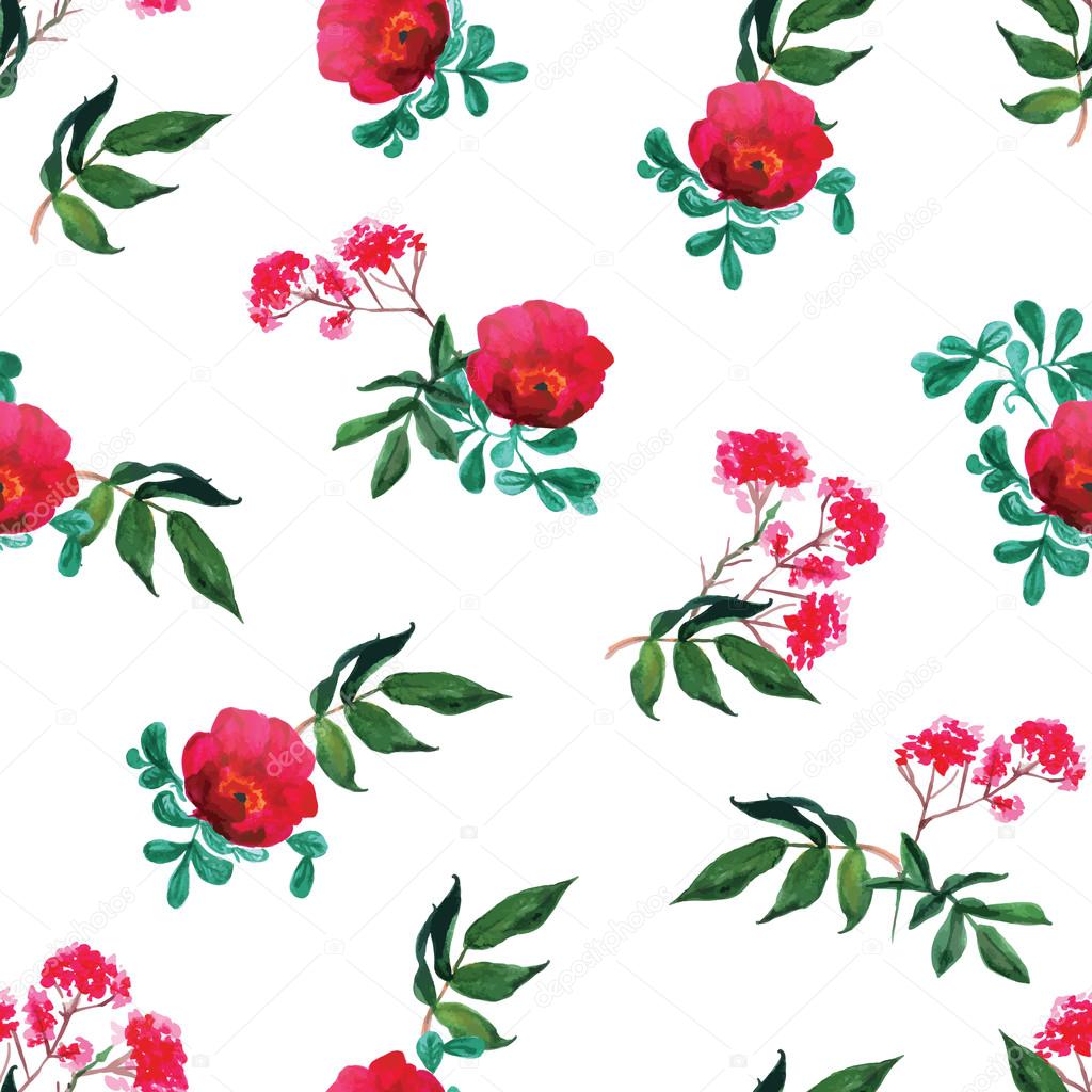 Red dog-rose watercolor seamless vector print Stock Vector by ...