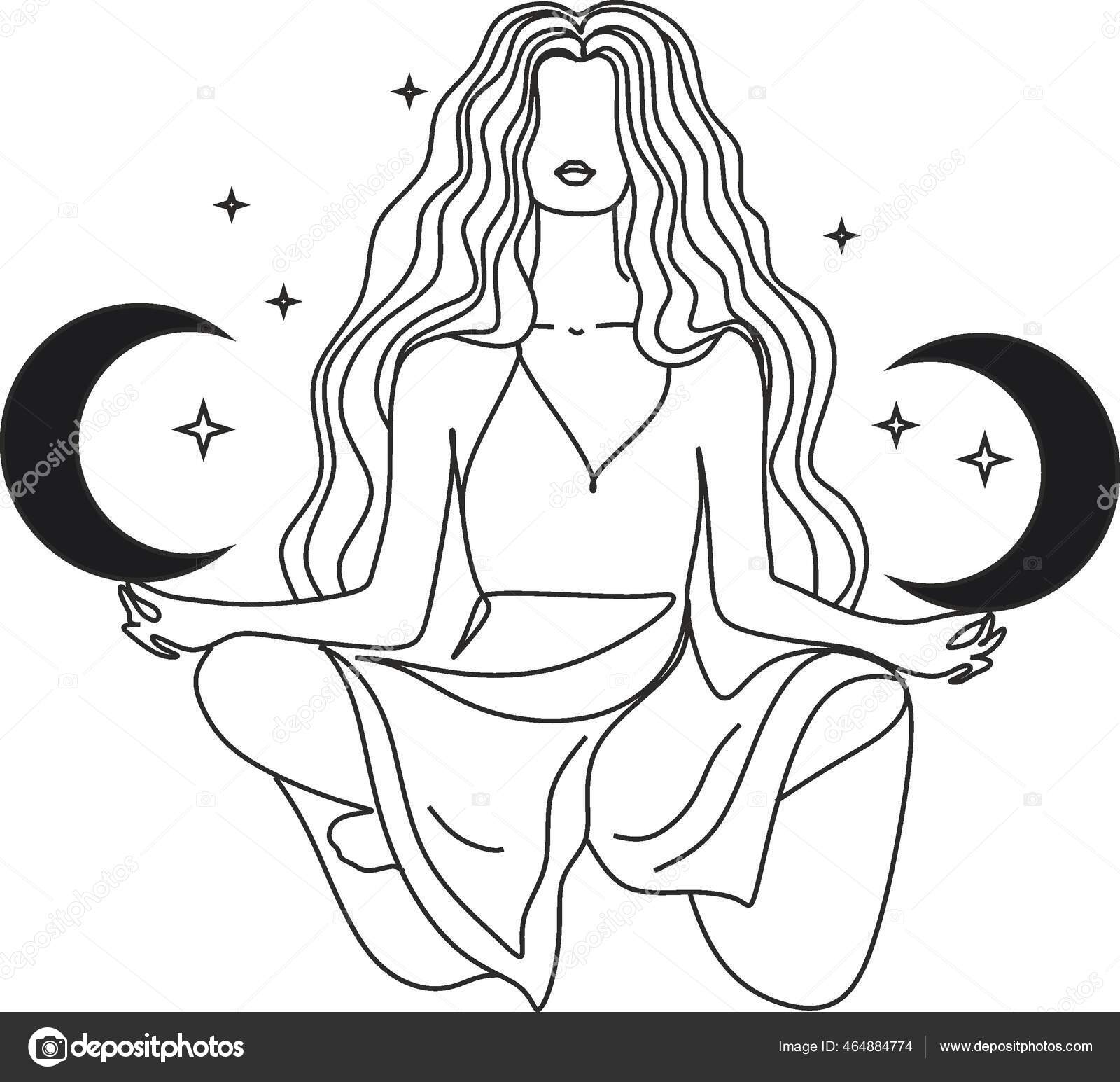 Lady In The Moon Illustrations