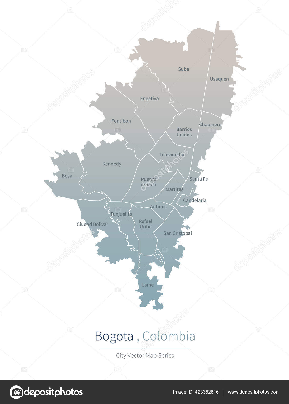 Bogota Map Vector Map Major City Colombia Stock Vector Image by ...