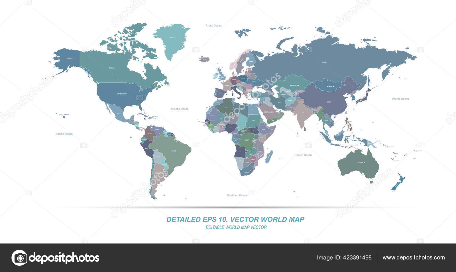 Detailed Map World Quality World Vector Map Stock Vector Image by ...
