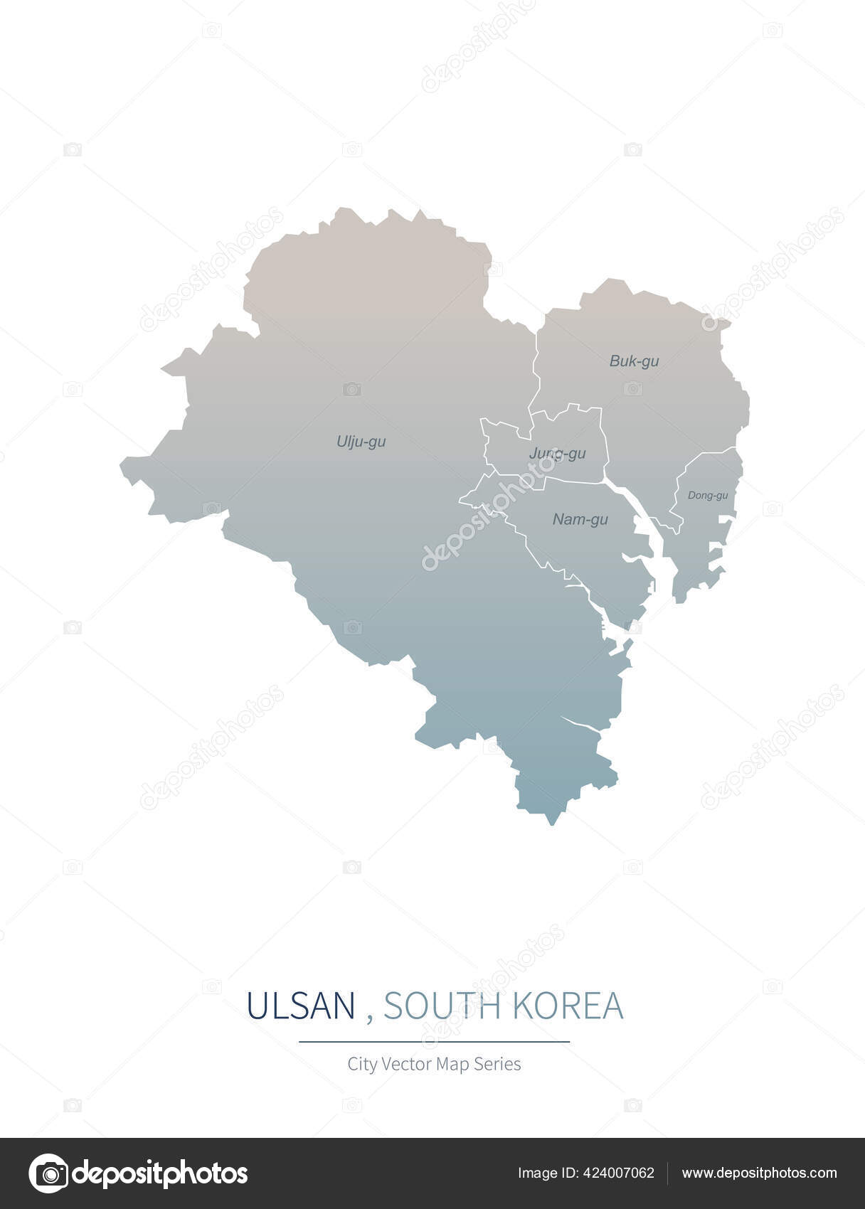Ulsan Map Major City Provinces Map South Korea Stock Vector Image by ...