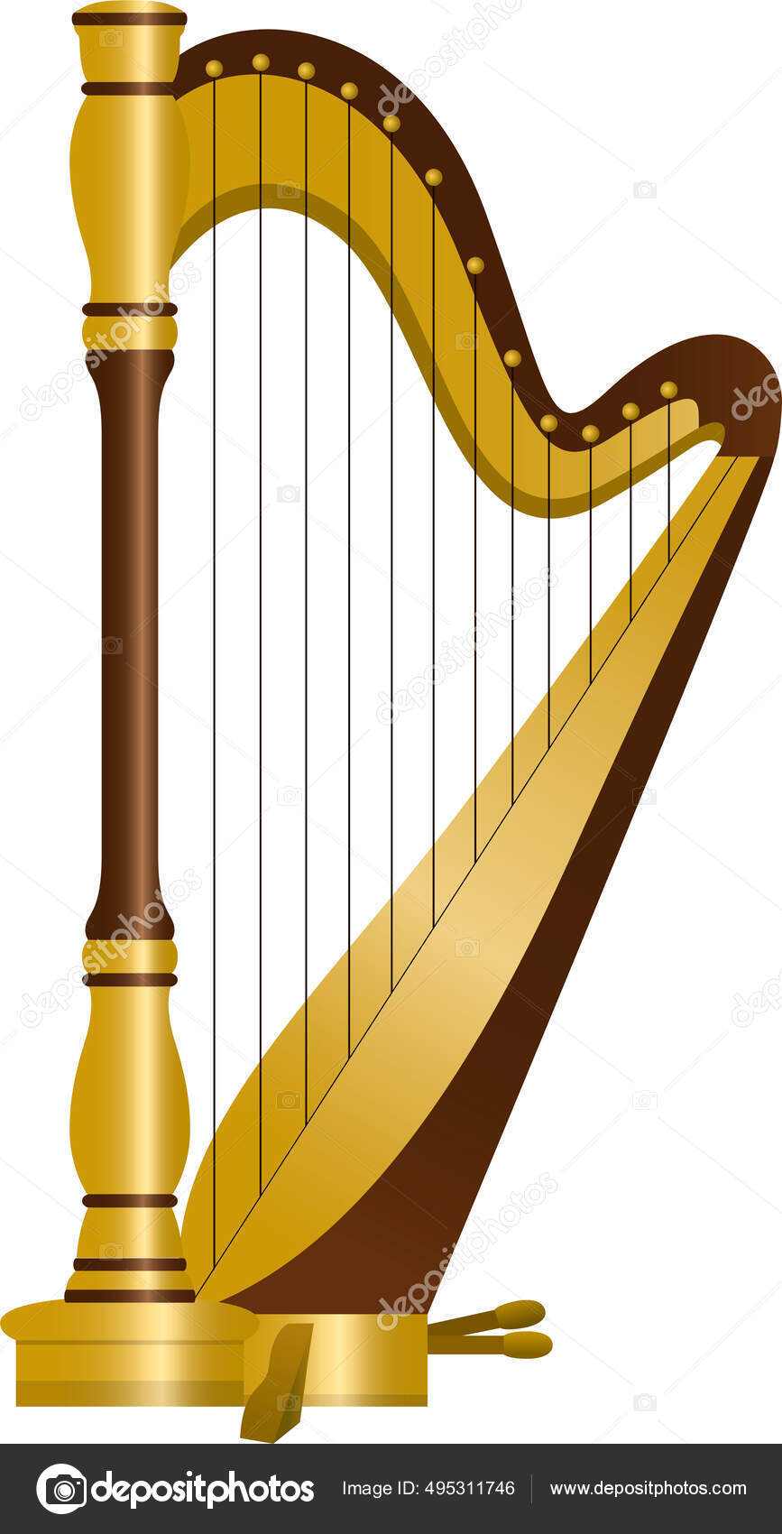 Golden Harp Illustration Musical Instrument Stock Vector Image by ...