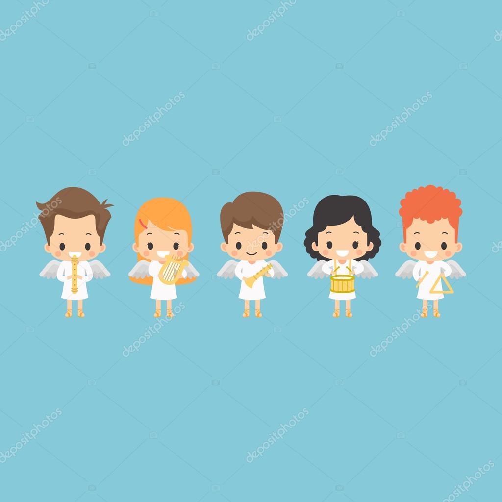 Angels with Musical Instruments Stock Vector Image by ©chadvivas #91232622