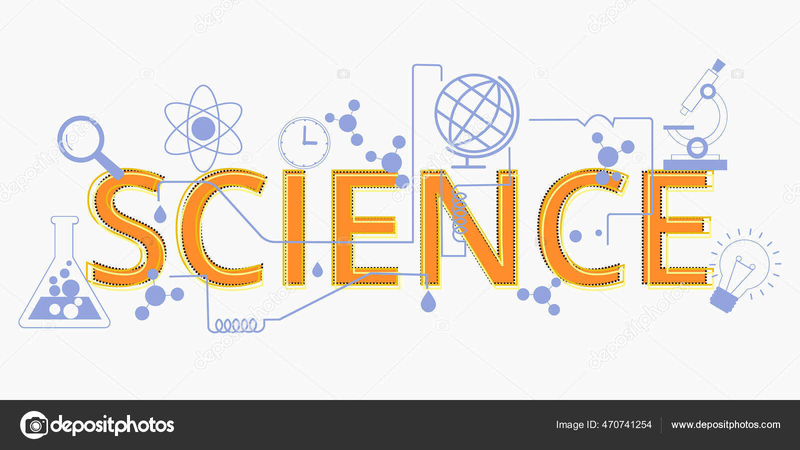 Diseño Línea Plana Letras Científicas Con Iconos Científicos Elementos ...