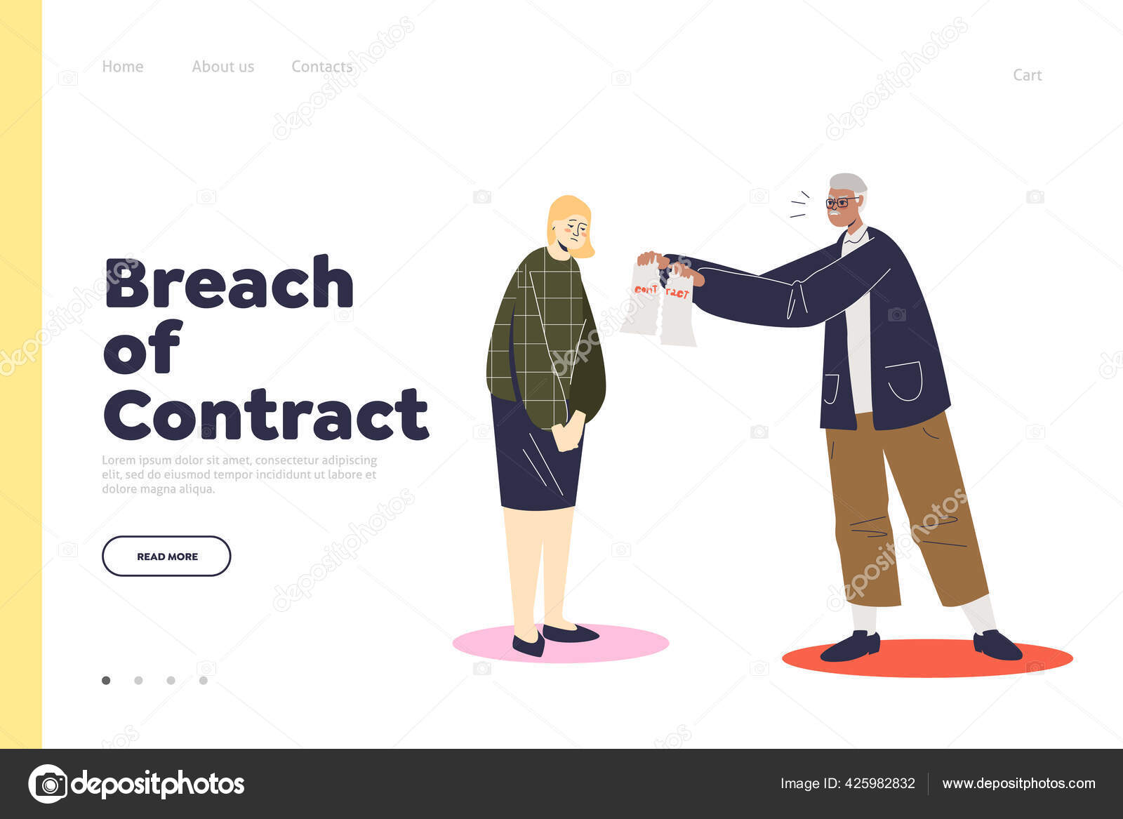 Breach of contract concept of landing page with businessman breaking ...
