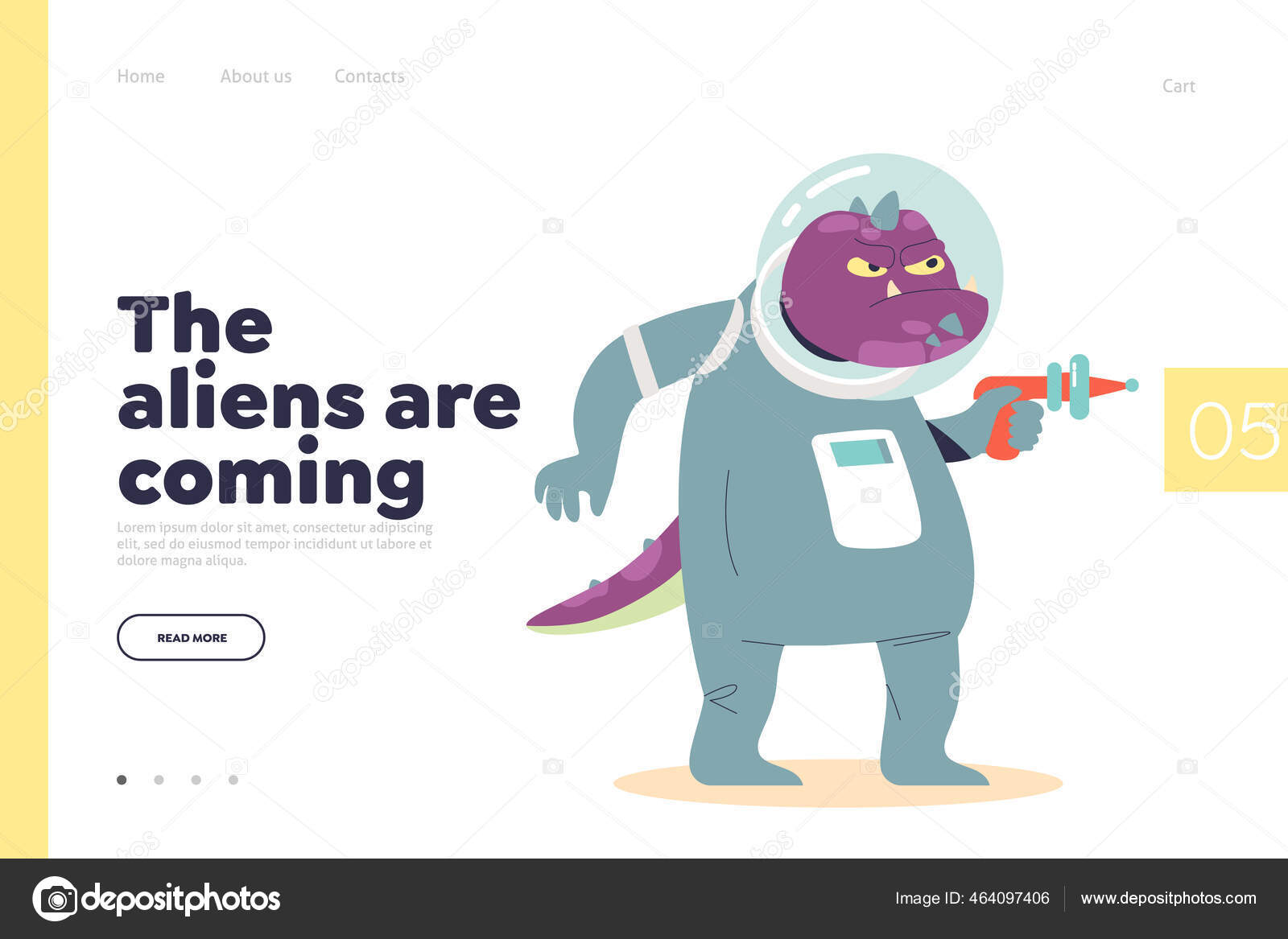 Aliens coming concept of landing page with space monster. Funny ...