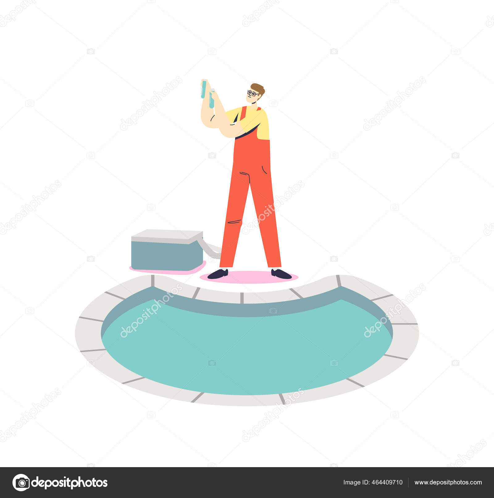 Pool cleaning service and maintenance repair concept with worker taking ...