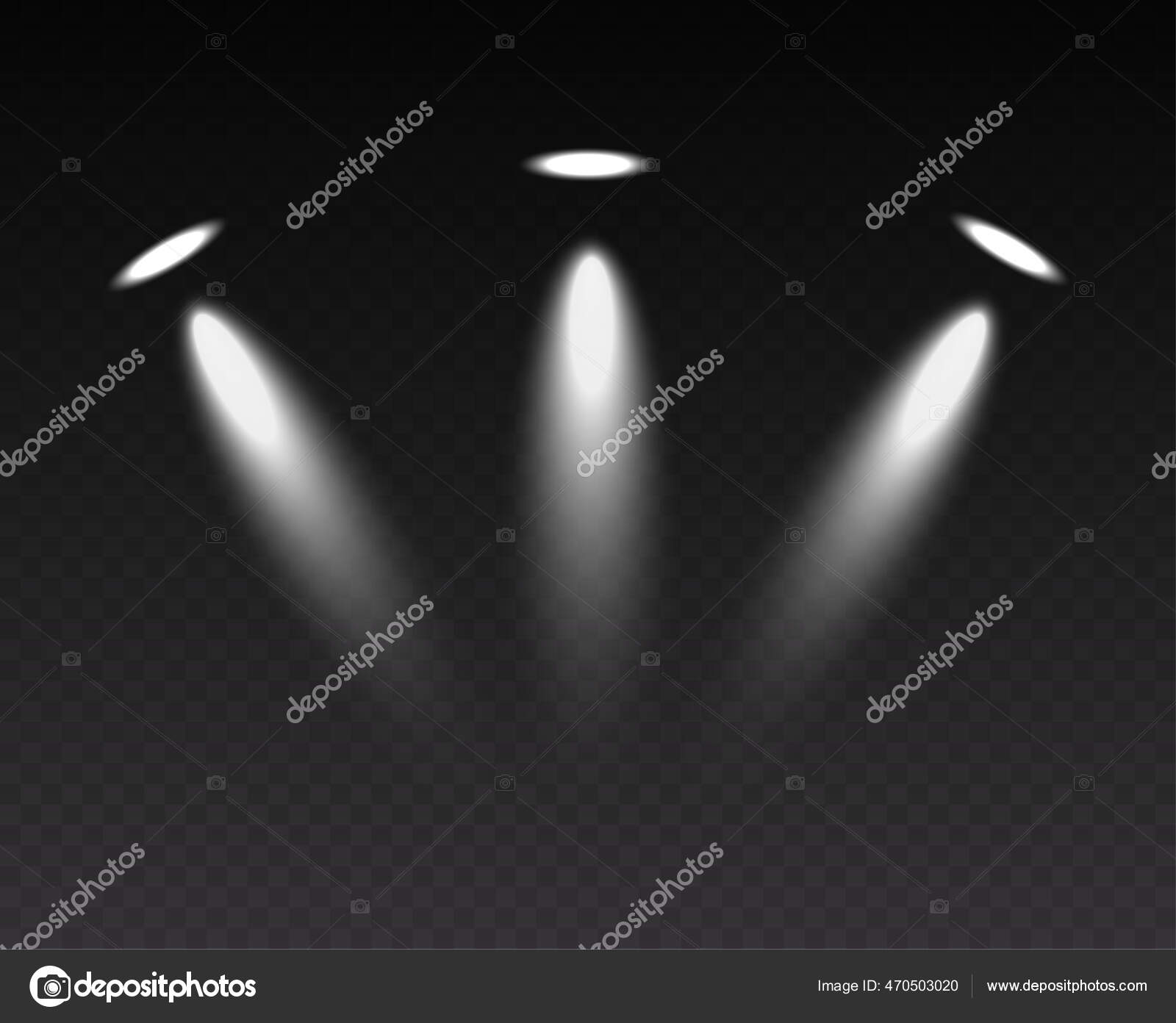 White spotlights, white beam of lighting from projector or stage lamps ...
