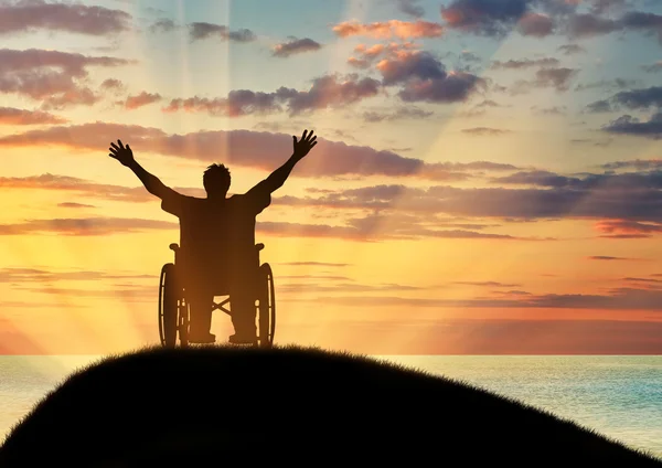 Silhouette happy disabled person Stock Photo by ©Prazisss 101721504