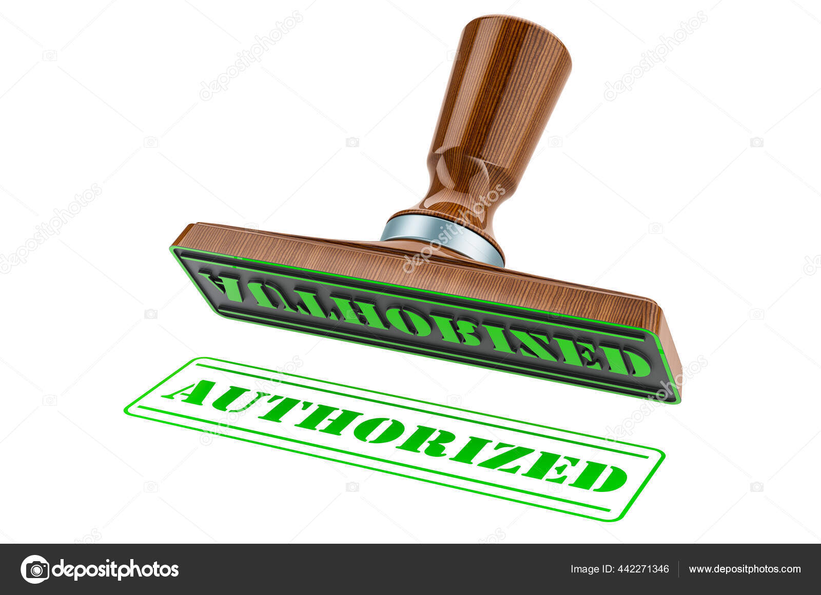 Authorized Stamp Wooden Stamper Seal Text Authorized Rendering Isolated ...