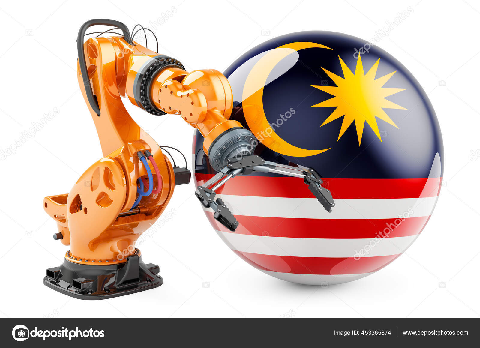 Robotic Arm Malaysian Flag Modern Technology Industry Production ...