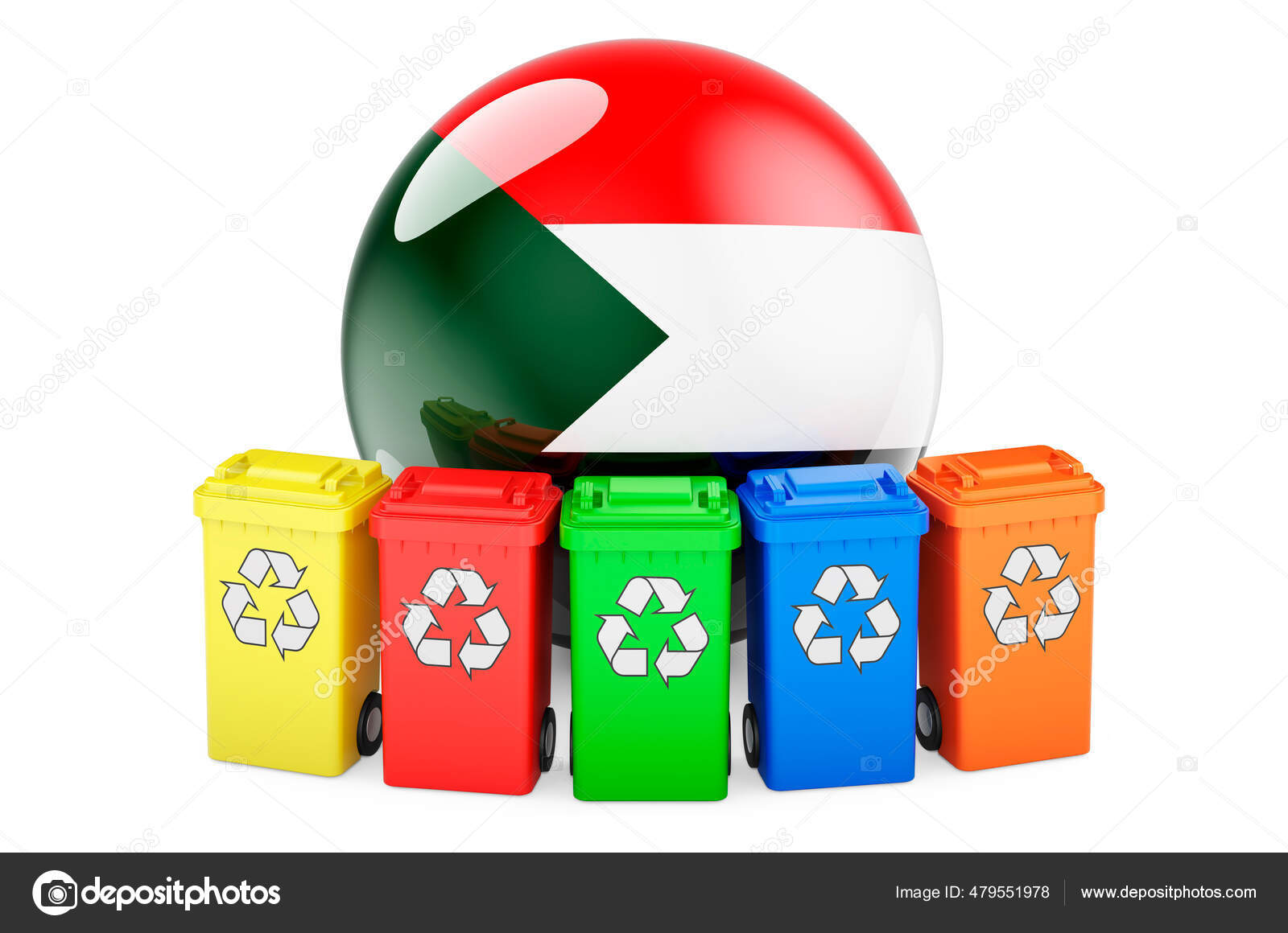 Reciclaje Residuos Sudán Papeleras Reciclaje Colores Con Bandera ...