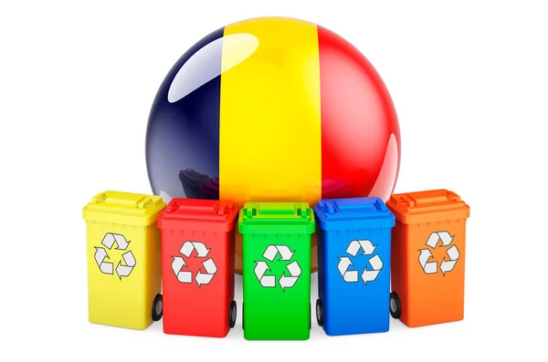 Waste Recycling Bahrain Colored Recycling Bins Bahraini Flag Rendering ...