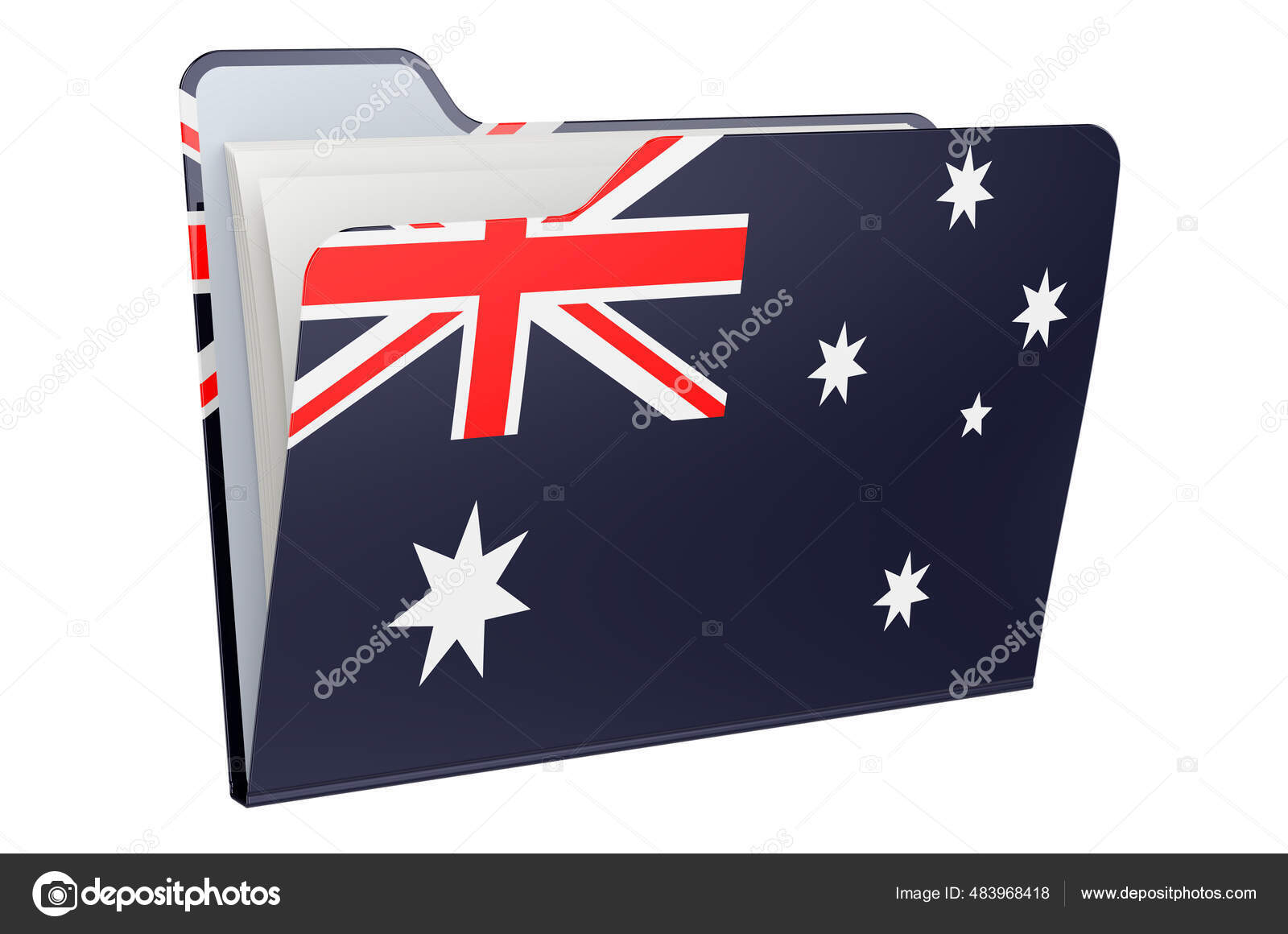 Computer Folder Icon Australian Flag Rendering Isolated White ...