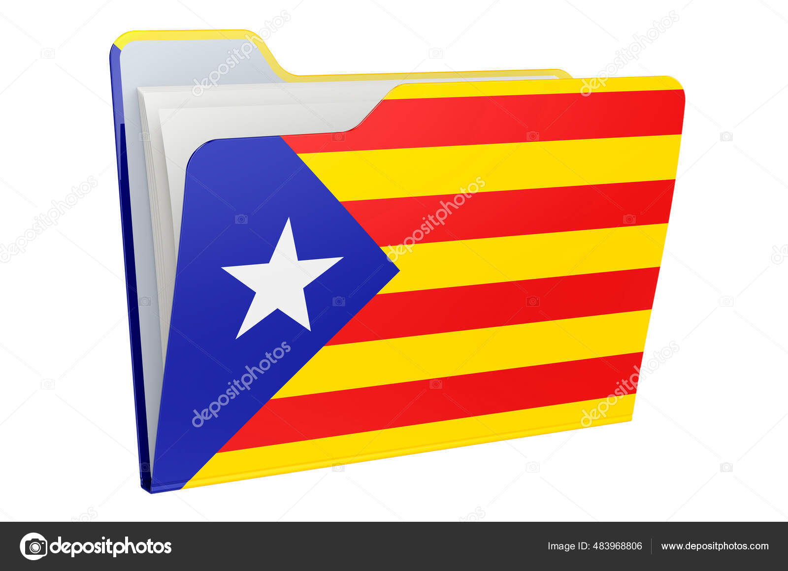 Computer Folder Icon Catalan Flag Rendering Isolated White Background ...