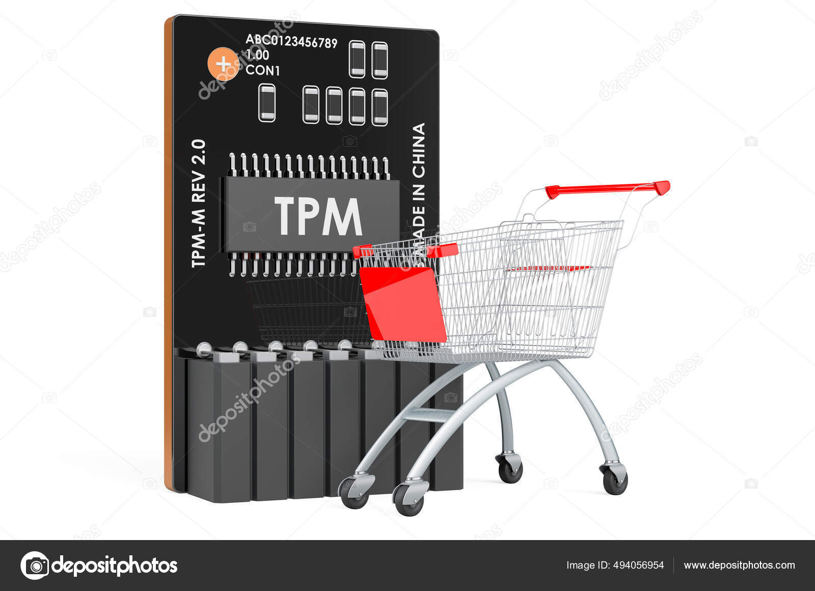 Shopping Cart Trusted Platform Module Tpm Rendering Isolated White ...