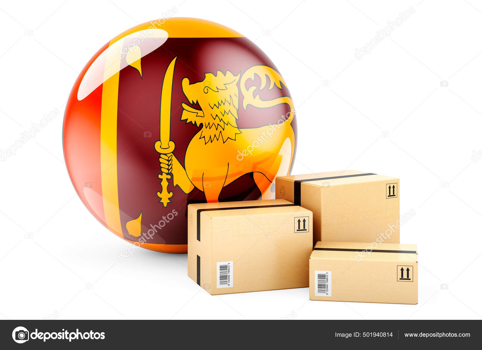 Parcels Sri Lankan Flag Shipping Delivery Sri Lanka Concept Rendering ...