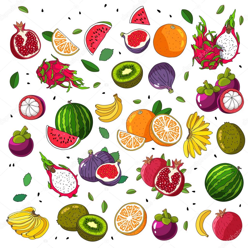 Fruit mix. Set fruit icons. Stock Vector Image by ©chekat #104381312