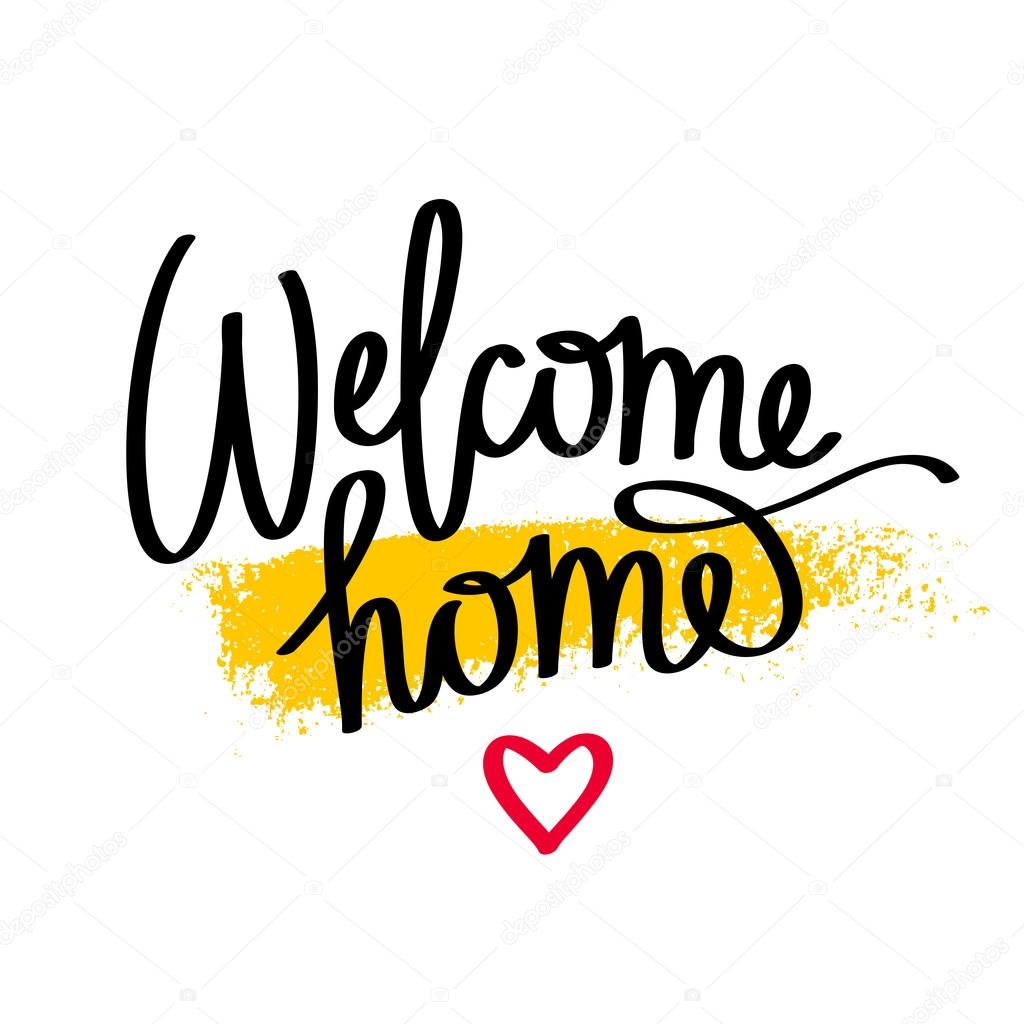 Quote Welcome home. Calligraphy — Stock Vector © chekat #106733464