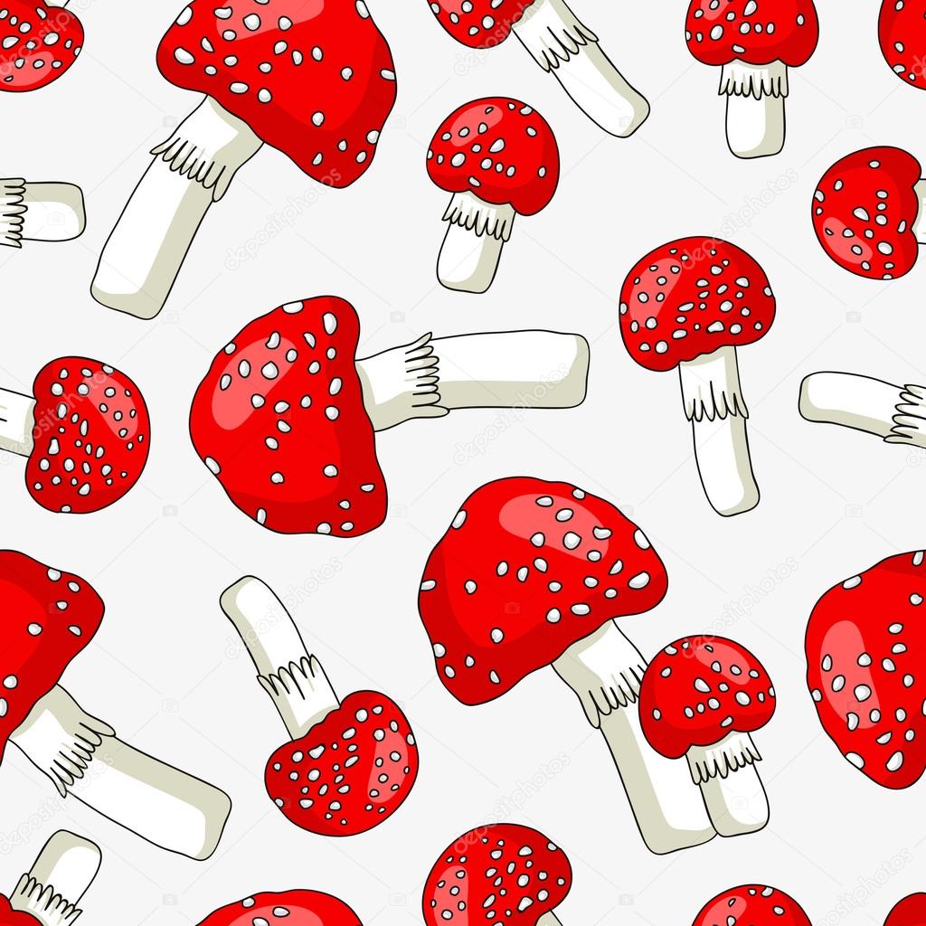 Seamless vector pattern of toadstools Stock Vector Image by ©chekat #109108434