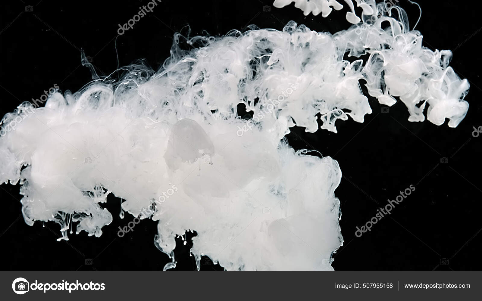 White Cloud Ink Black Background White Watercolor Paints Water White ...