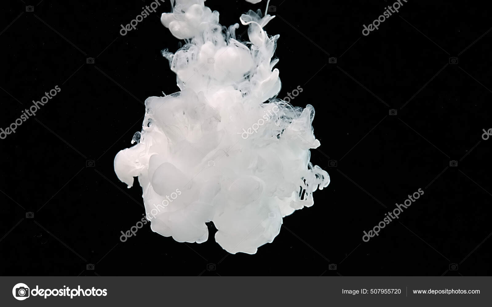 White Cloud Ink Black Background White Watercolor Ink Water Black Stock ...