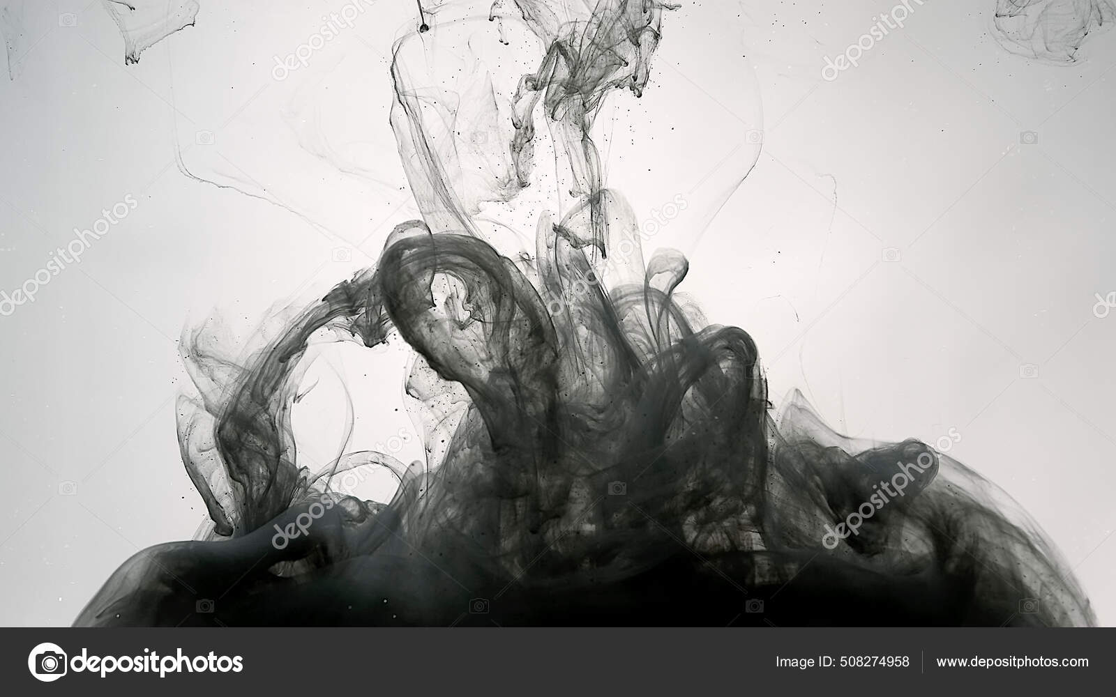 Black Cloud Ink White Background Drops Black Ink Water Cosmic — Stock ...