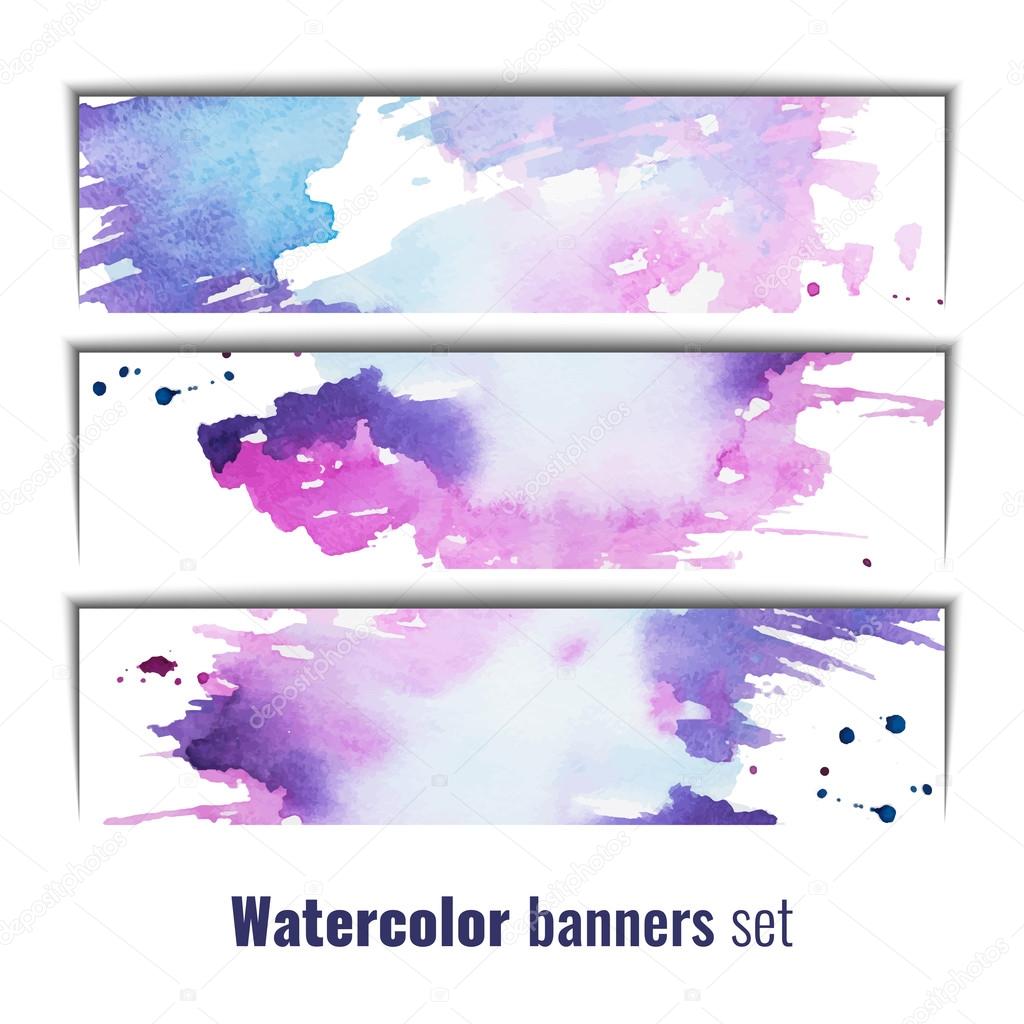 Watercolor banners set with hand drawn background Stock Vector Image by ...
