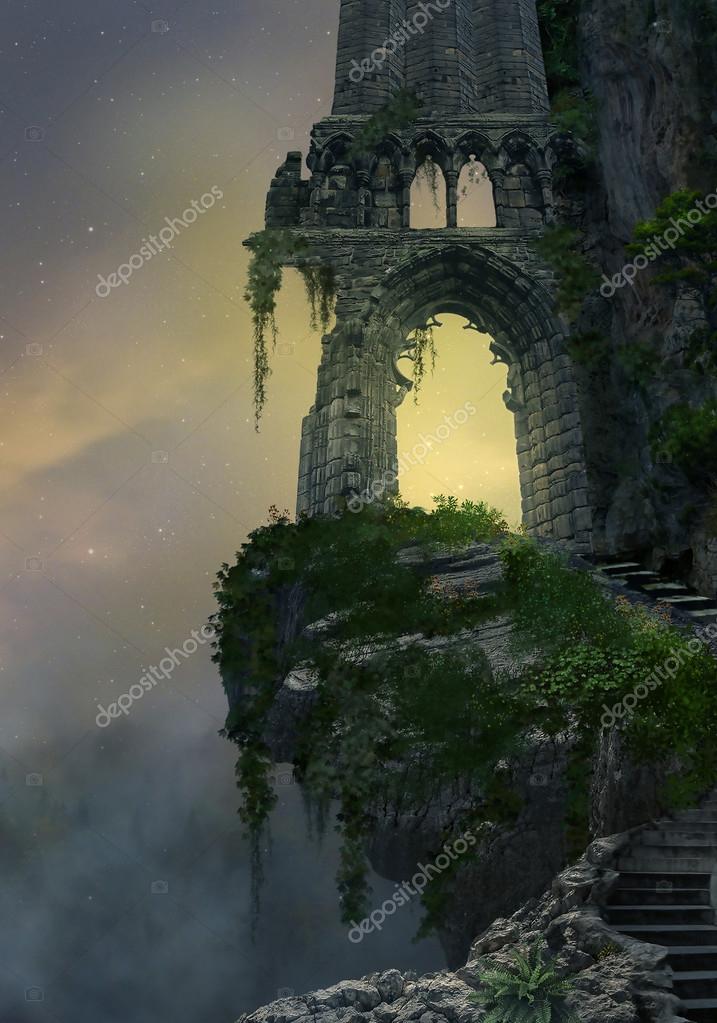 Fantasy gate ruin on a mountain — Stock Photo © camilabo #118381682