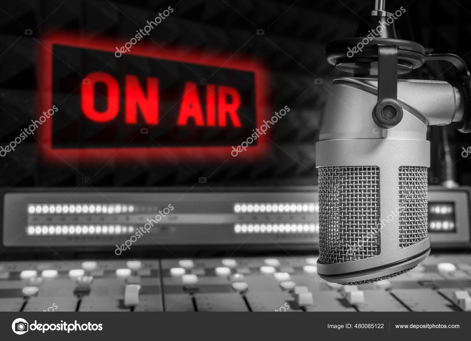 Professional Microphone Radio Station Studio Air Sign Stock Photo by ...