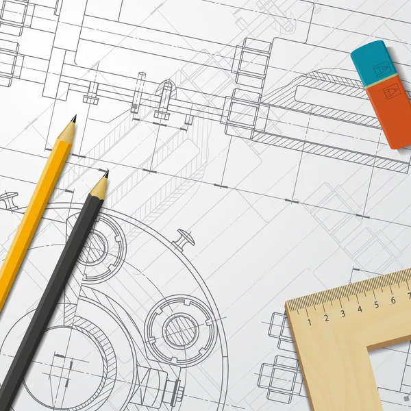 Technical blueprint of mechanism Stock Vector Image by ©mara_lingstad ...