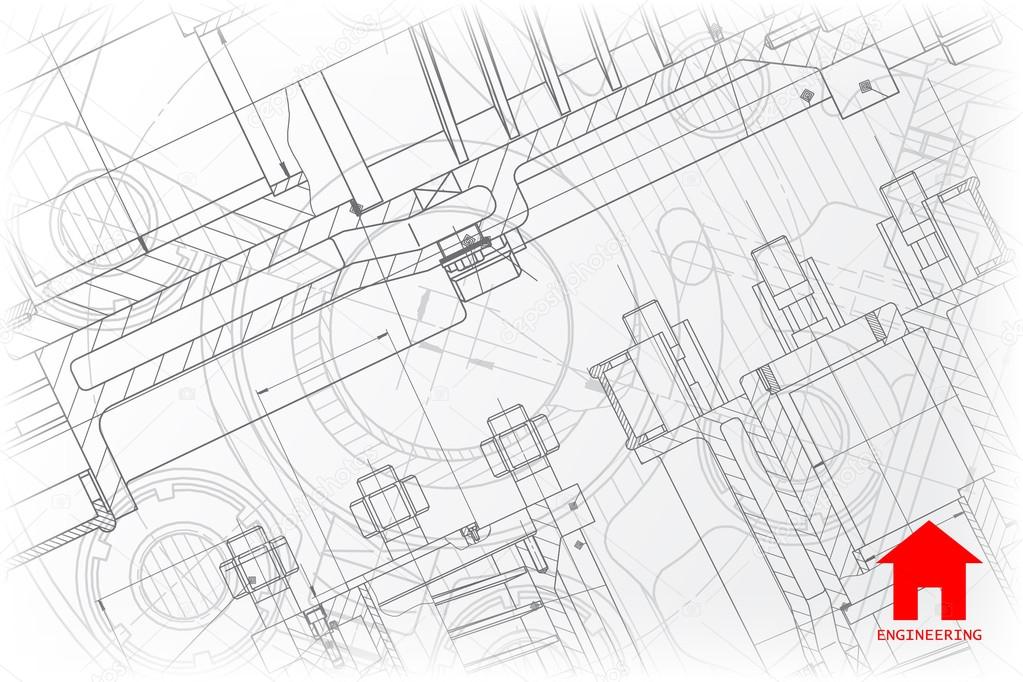 Engineer blueprint of mechanism ⬇ Vector Image by © mara_lingstad ...