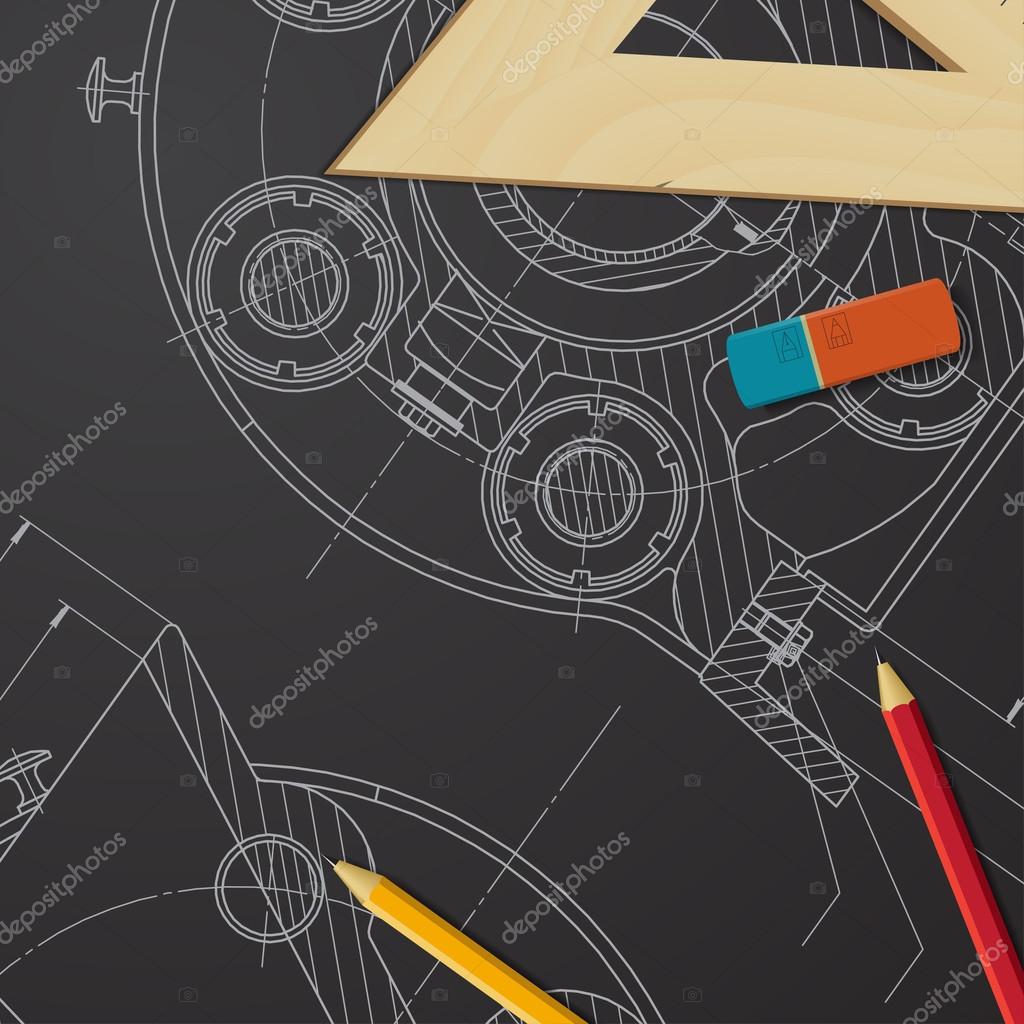 Technical blueprint of mechanism Stock Vector Image by ©mara_lingstad ...