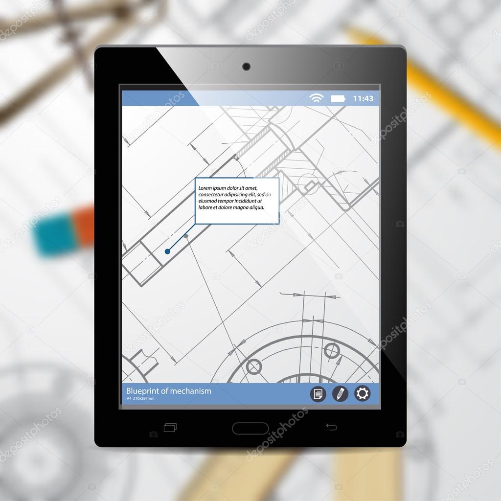 Technical blueprint of mechanism on tab Stock Vector Image by ©mara ...