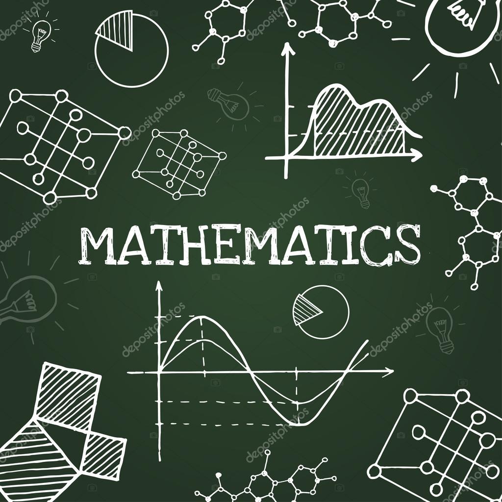 Chalk Drawing Mathematics Symbols On Blackboard — Stock Vector © Mara