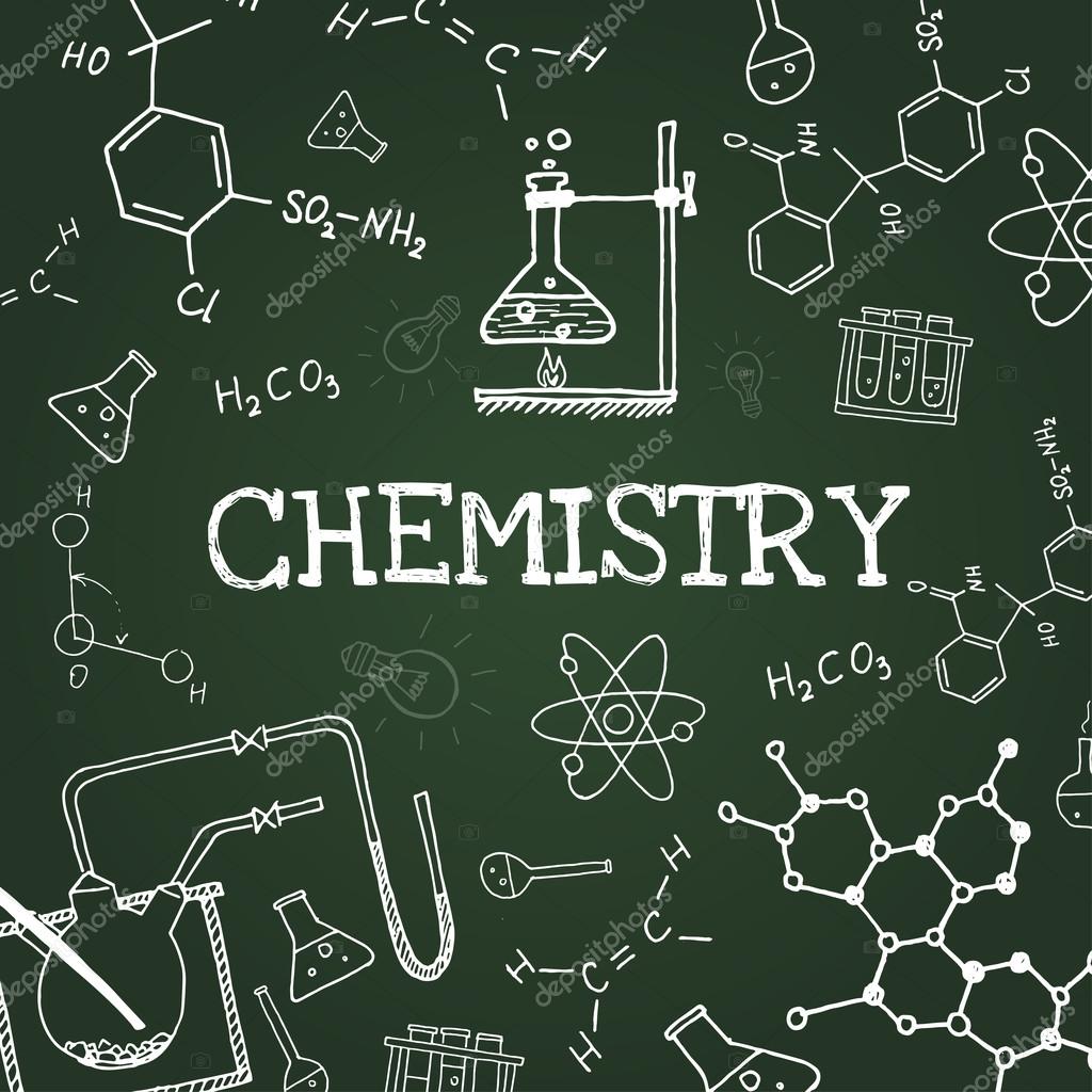 Chalk drawing chemistry symbols on blackboard Stock Vector by ©mara ...
