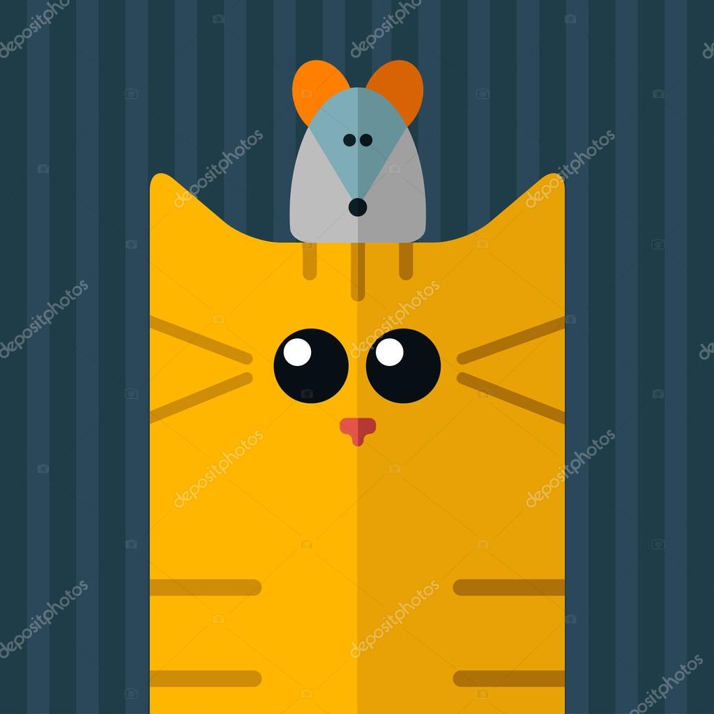 Cat and mouse flat design Stock Illustration by ©mara_lingstad #84270754