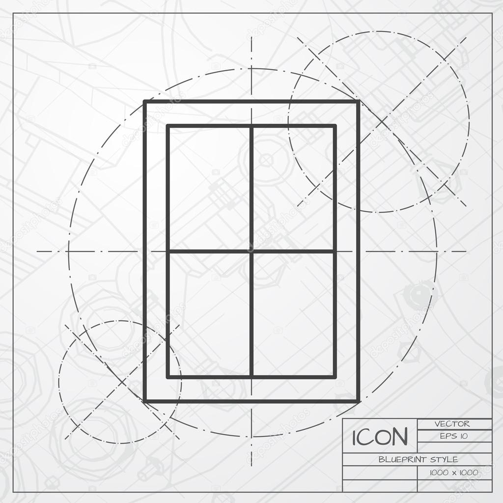 Window icon on blueprint background Stock Vector Image by ©mara ...